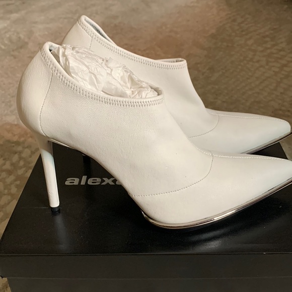Alexander Wang | Shoes | Designer White Nappa Style Bootie With Silver ...